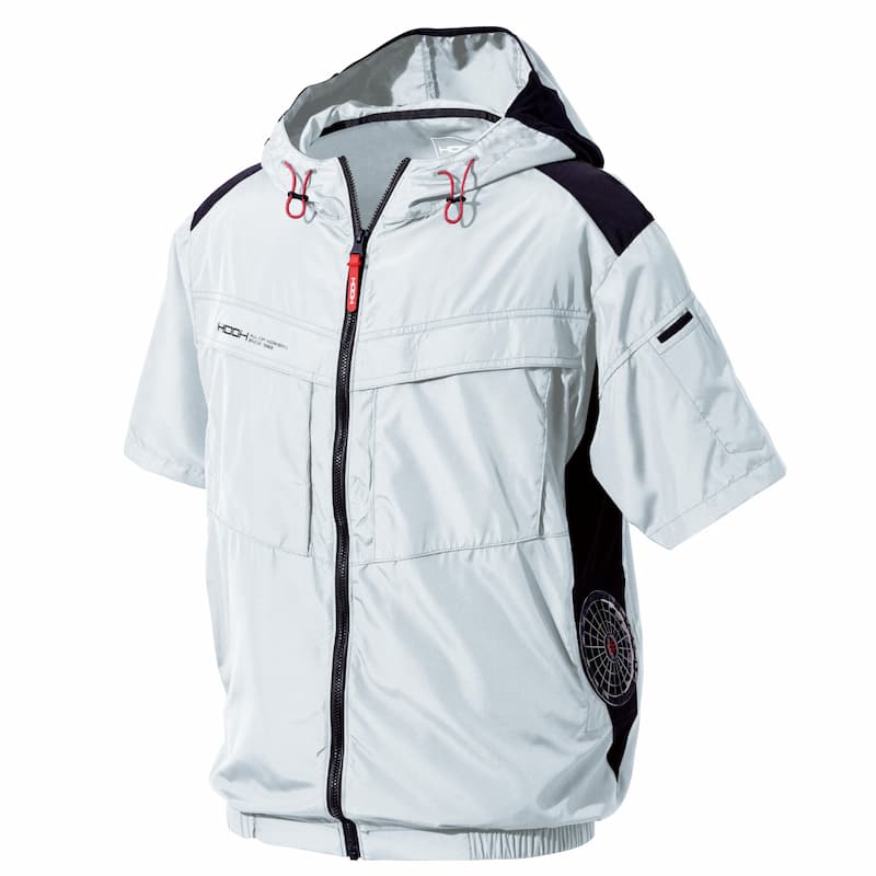 V8817サイドファン半袖フードジャケット 空調機能を取り入れたファン付き作業服- HOOH VILEA 作業着と電動ファン付き快適ウェアの村上被服