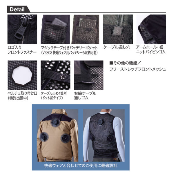 P339ペルチェベスト（八角形） - HOOH VILEA 作業着と電動ファン付き快適ウェアの村上被服