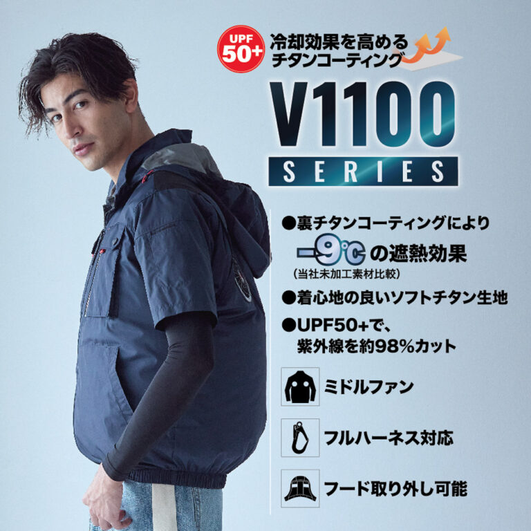 V1127ミドルファン半袖フードジャケット - HOOH VILEA 作業着と電動ファン付き快適ウェアの村上被服