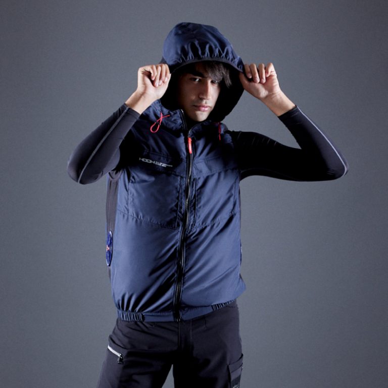 V8819サイドファンフードベスト 空調機能を取り入れたファン付き作業服- HOOH VILEA 作業着と電動ファン付き快適ウェアの村上被服